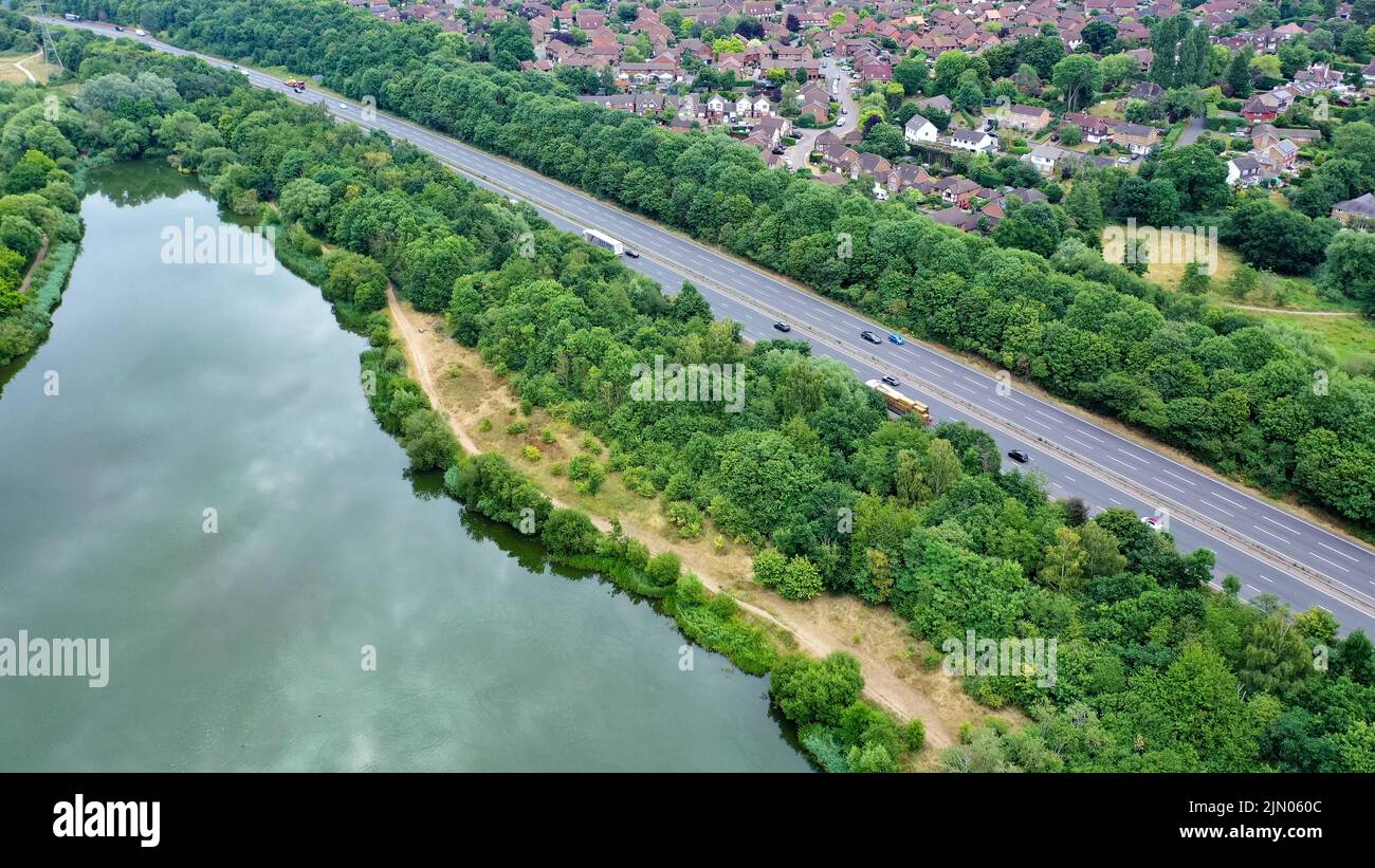 Aerial view of A3 motorway in Guildford Surrey England Stock Photo - Alamy