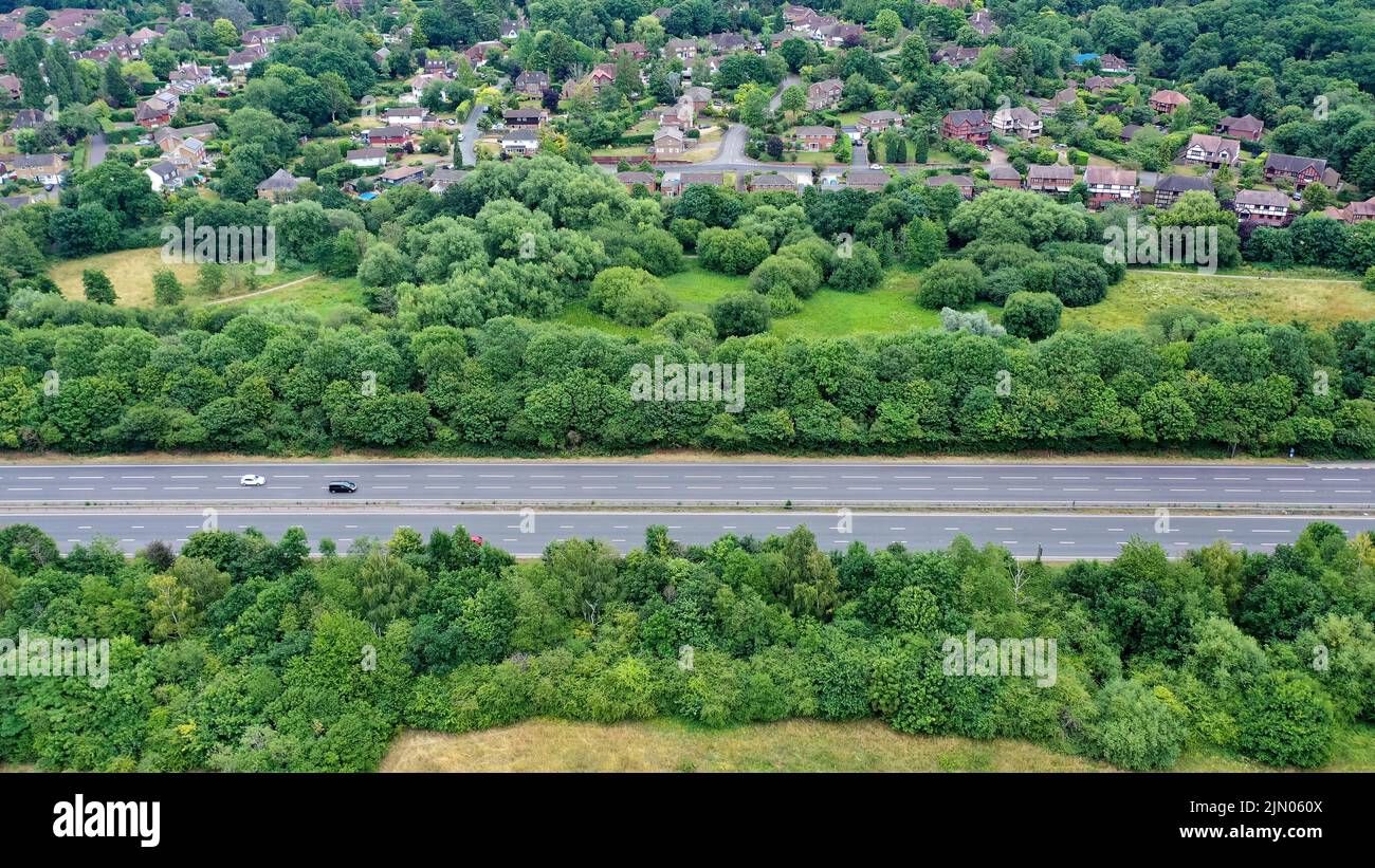 Aerial view of A3 motorway in Guildford Surrey England Stock Photo - Alamy