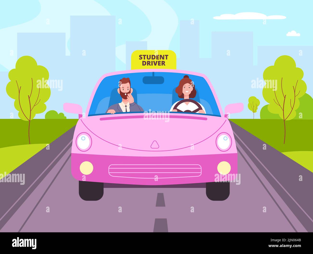 Female pass driving test Stock Vector Images - Alamy