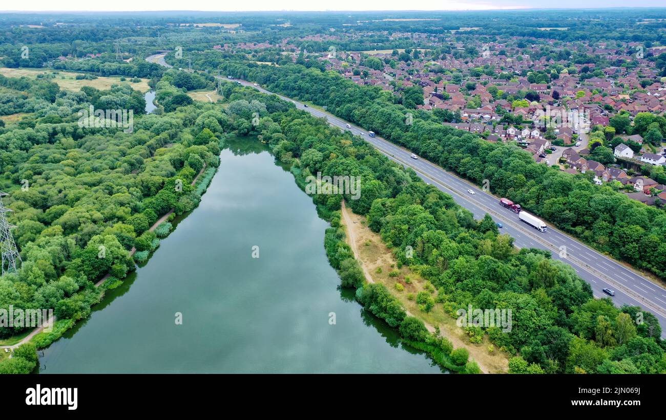 Aerial view of A3 motorway in Guildford Surrey England Stock Photo - Alamy