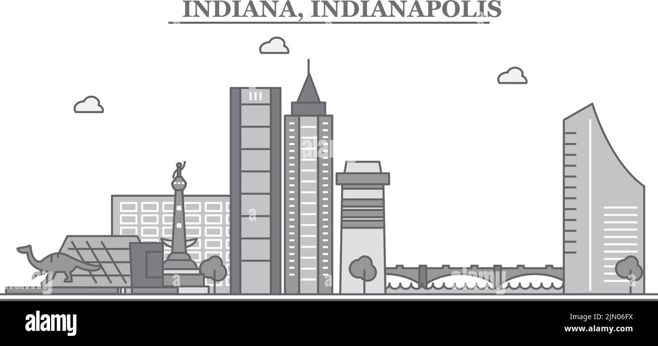 United States, Indianapolis city skyline isolated vector illustration ...