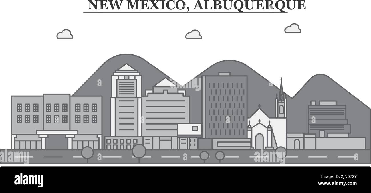 United States, Albuquerque city skyline isolated vector illustration ...