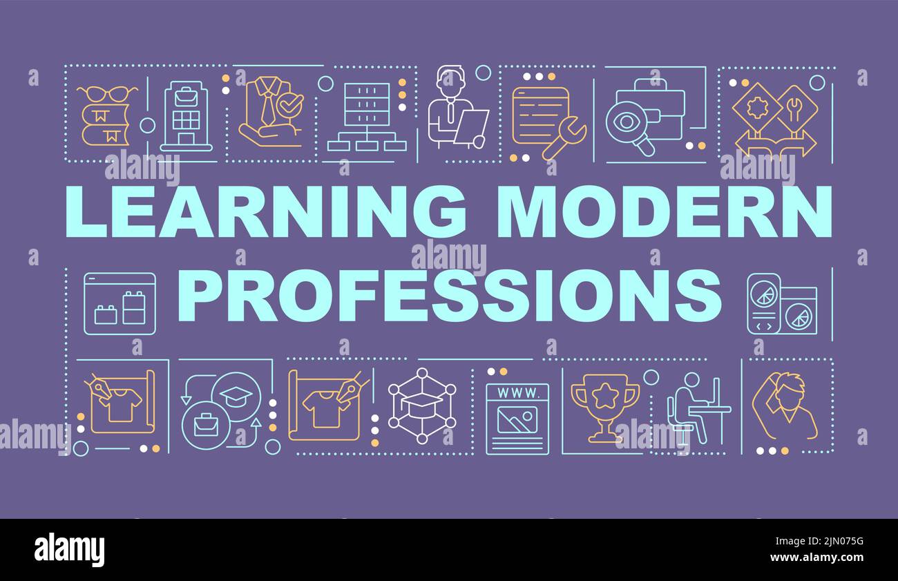Learning modern professions word concepts purple banner Stock Vector ...