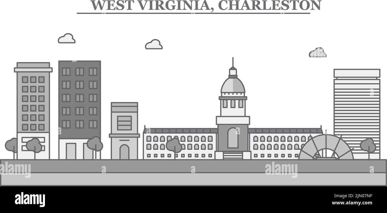 United States, Charleston West Virginia city skyline isolated vector ...