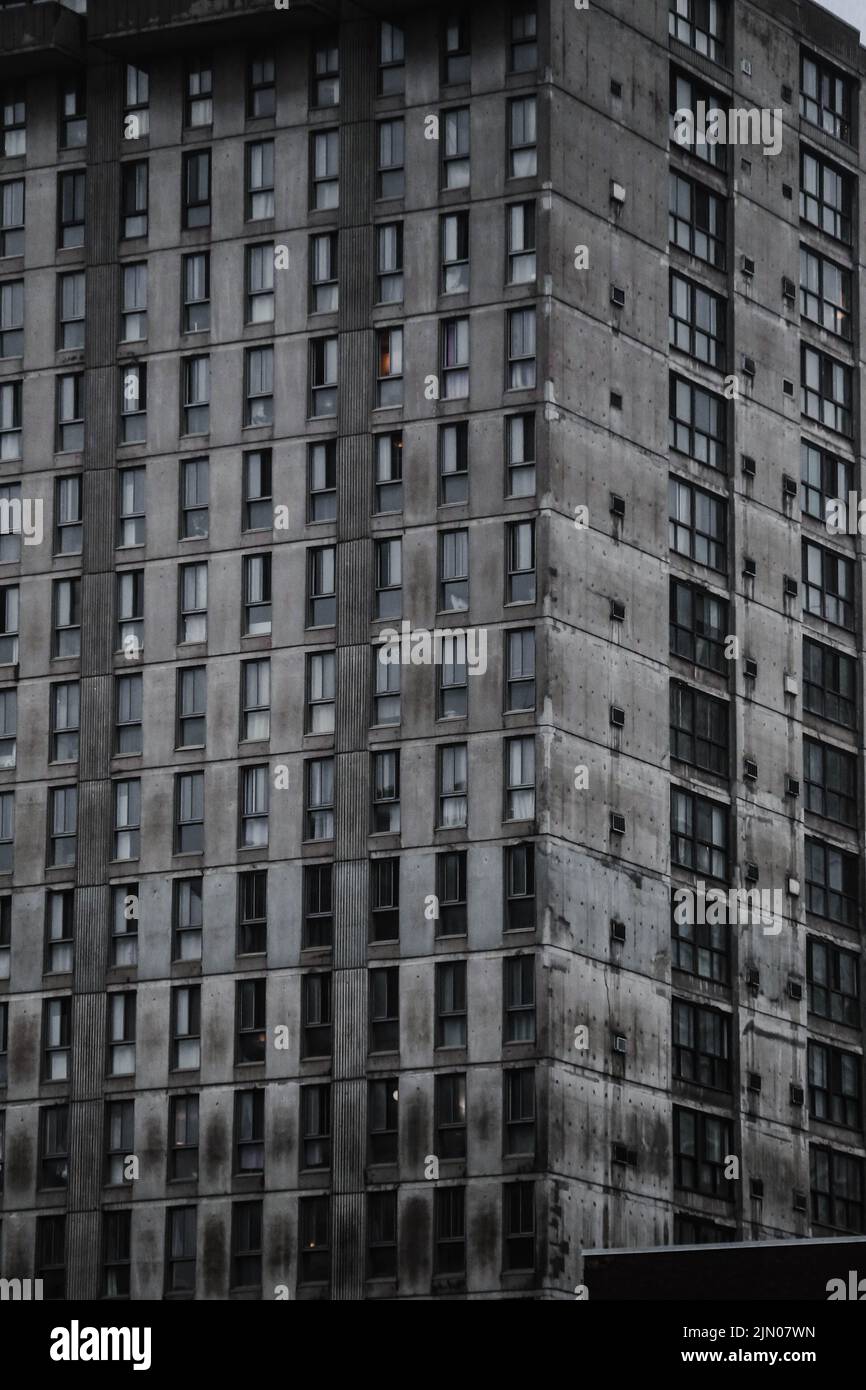 The vertical grayscale of an old tall building exterior Stock Photo - Alamy