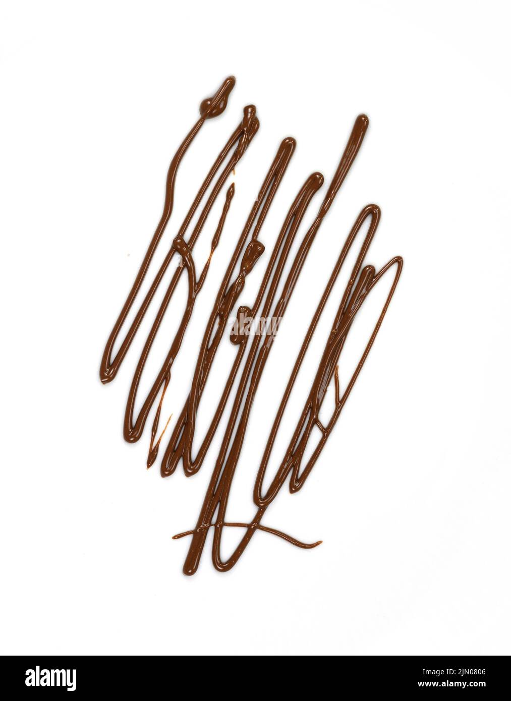 Chocolate syrup drop isolated on white background. Decorative hot ...