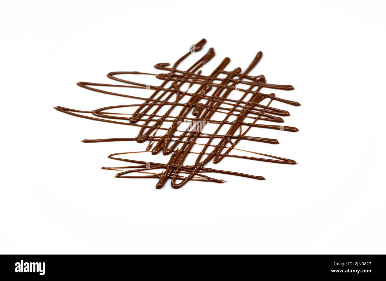 Chocolate syrup drop isolated on white background. Decorative hot ...