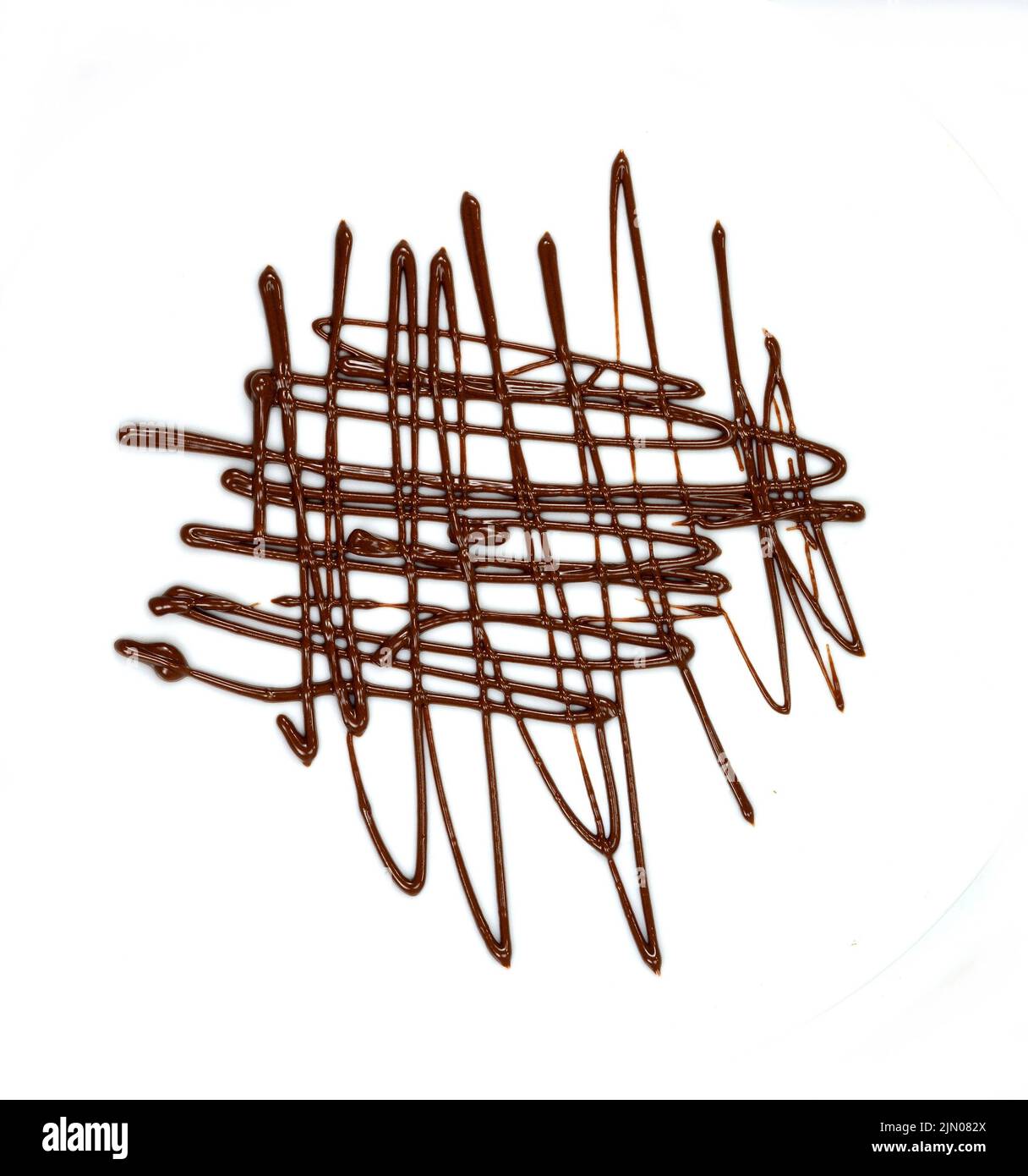 Chocolate syrup drop isolated on white background. Decorative hot ...