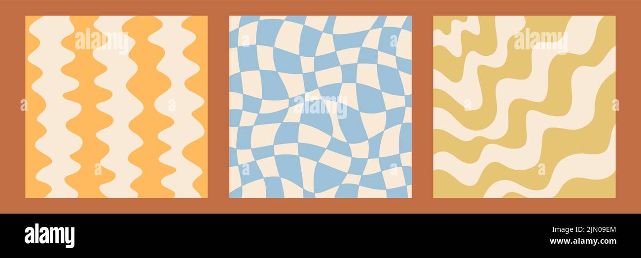 Retro 70s Wavy Abstract background covers set Stock Vector Image & Art ...