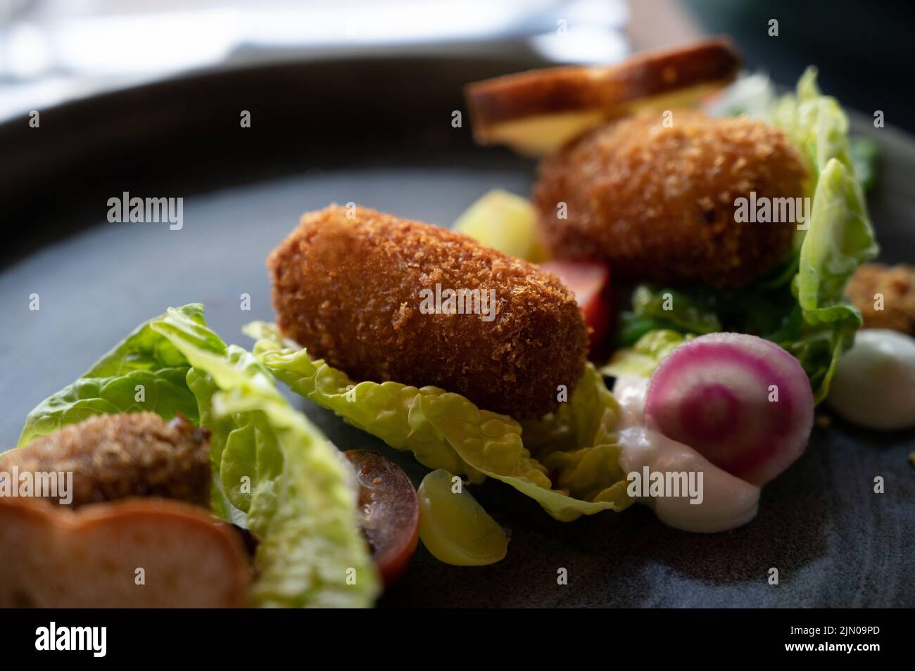 Dutch fast food, deep fried croquettes filled with ground beef meat and ...