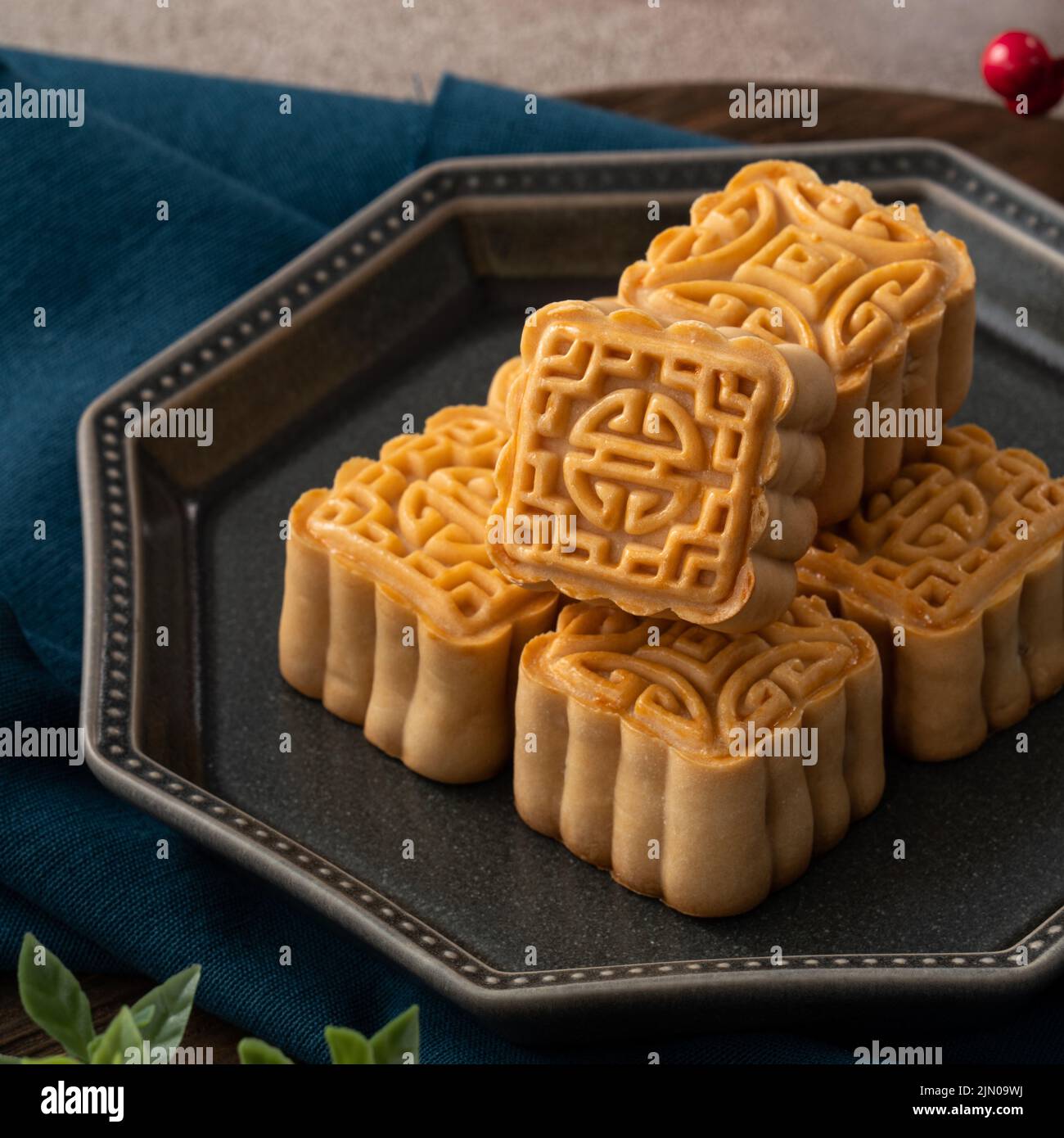 Delicious mung bean moon cake for Mid-Autumn Festival food mooncake on ...