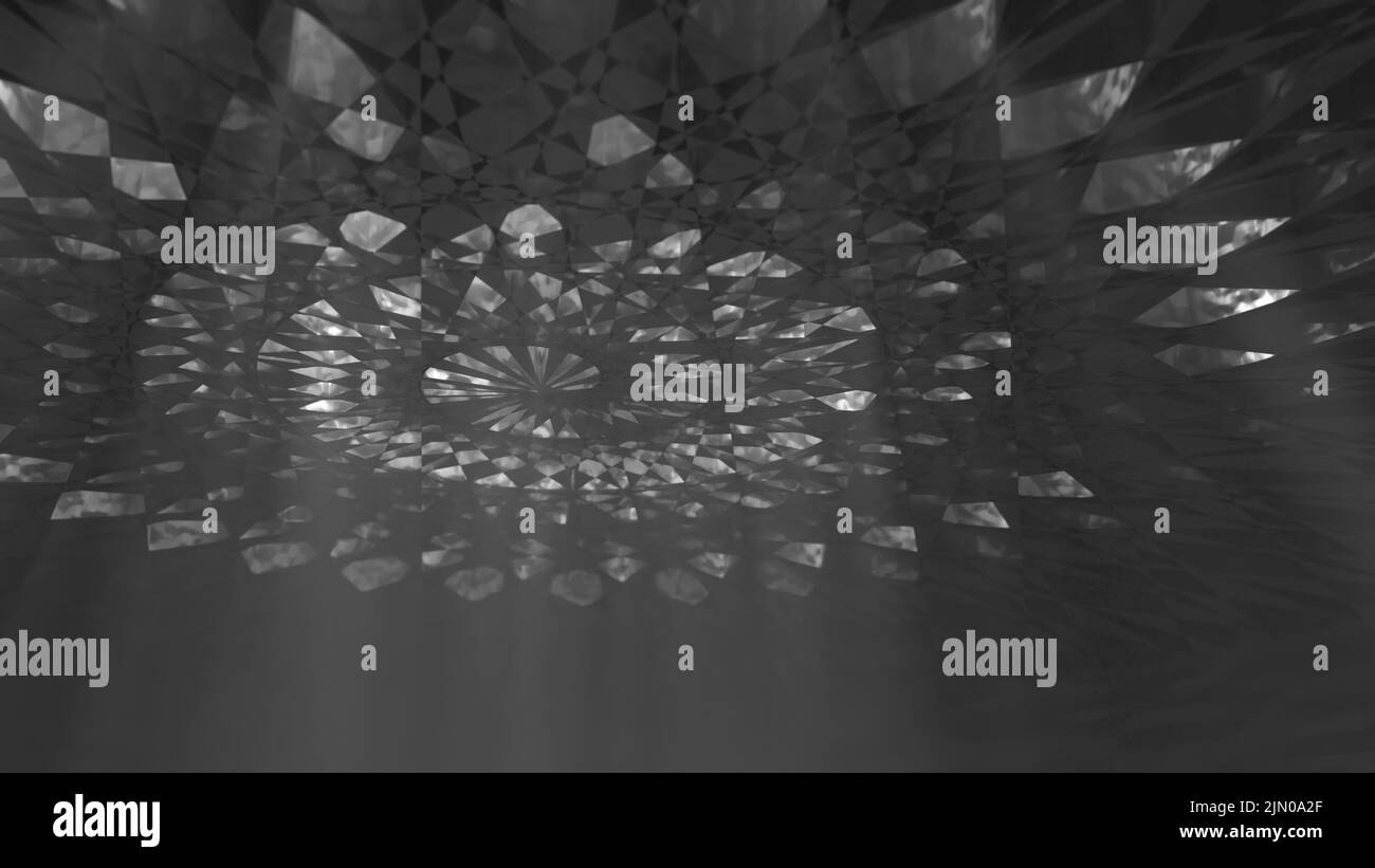 rendered simple-3d scene of complex spiral design in grayscale Stock ...