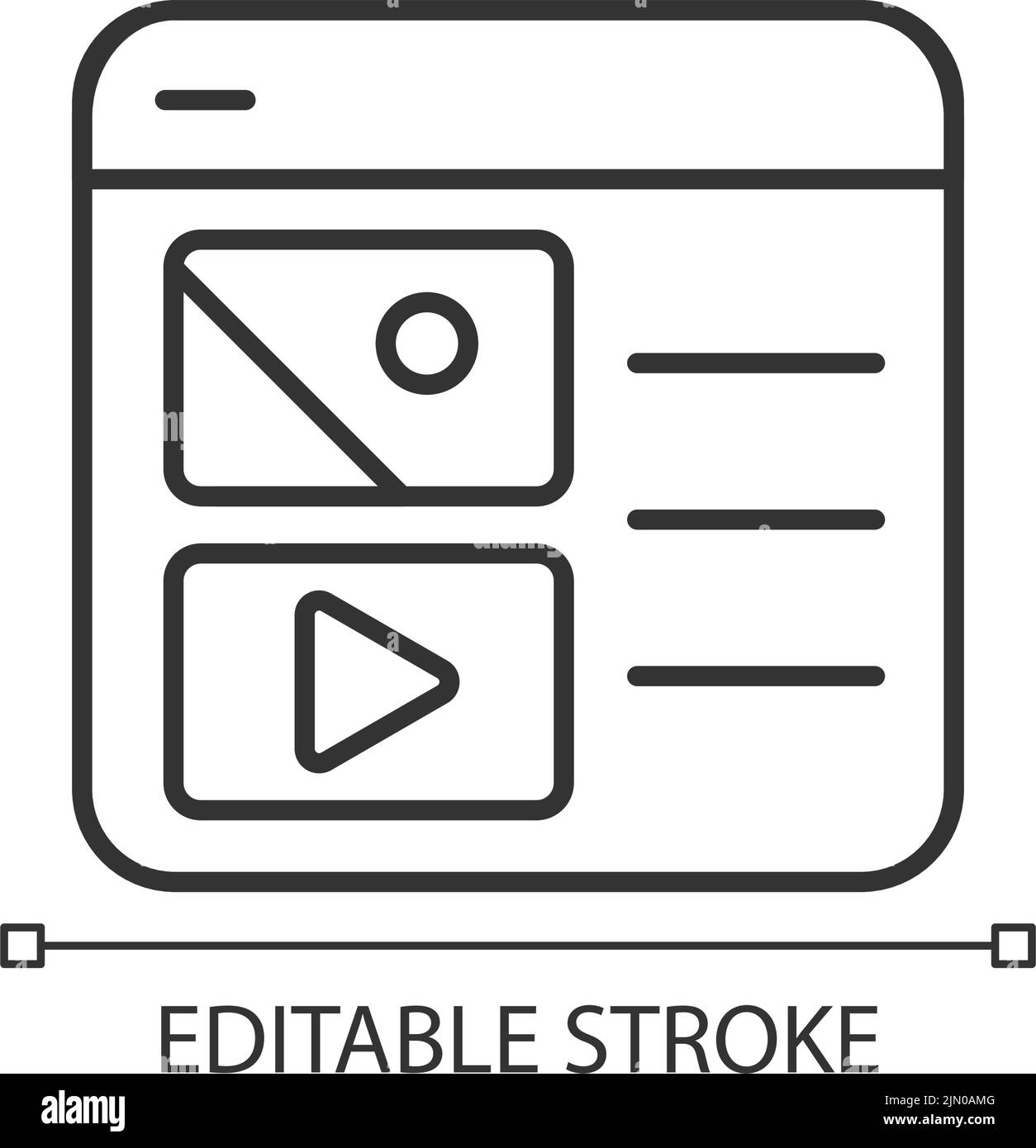 Website with multimedia elements linear icon Stock Vector Image & Art ...
