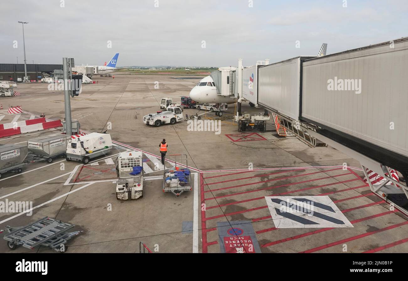 Entrance gate to airplane, Airport Orly, Paris, France Stock Photo - Alamy