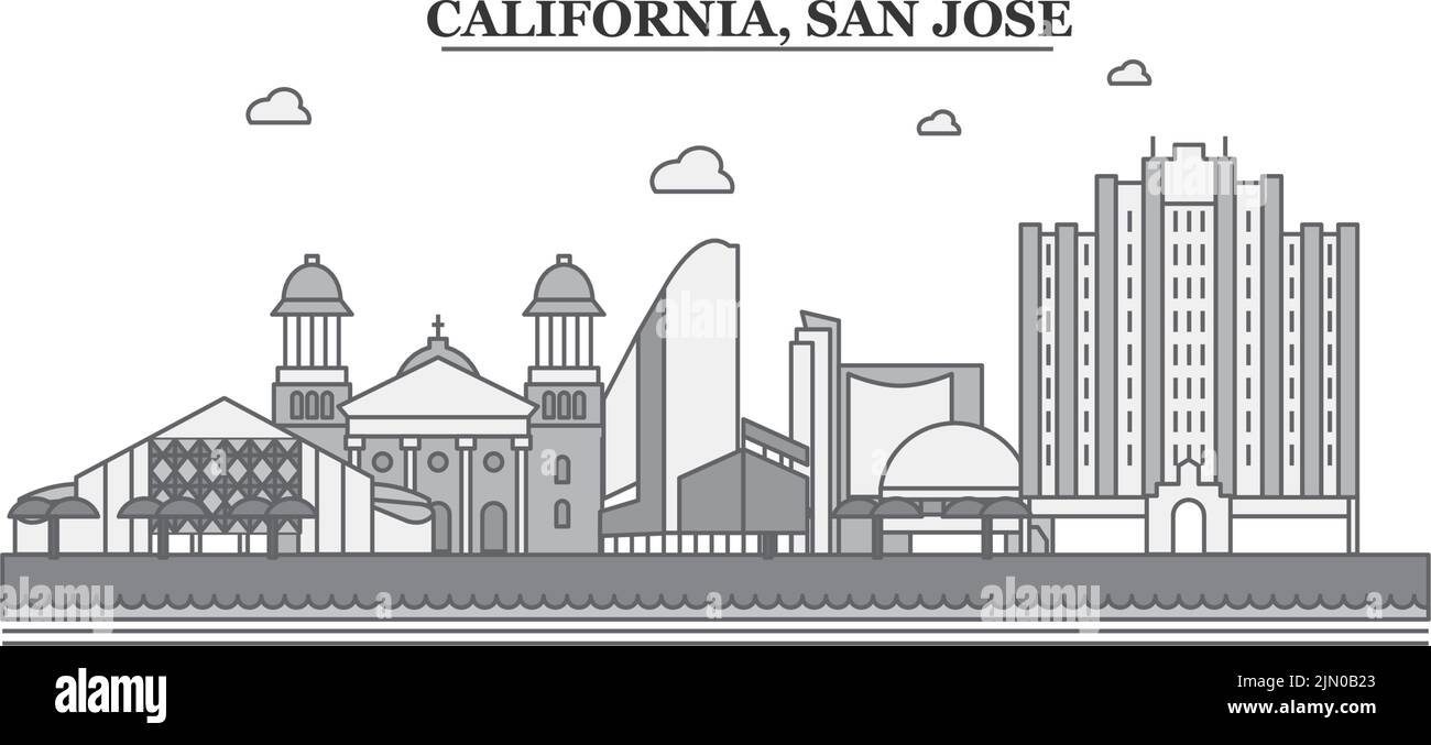United States, San Jose city skyline isolated vector illustration ...