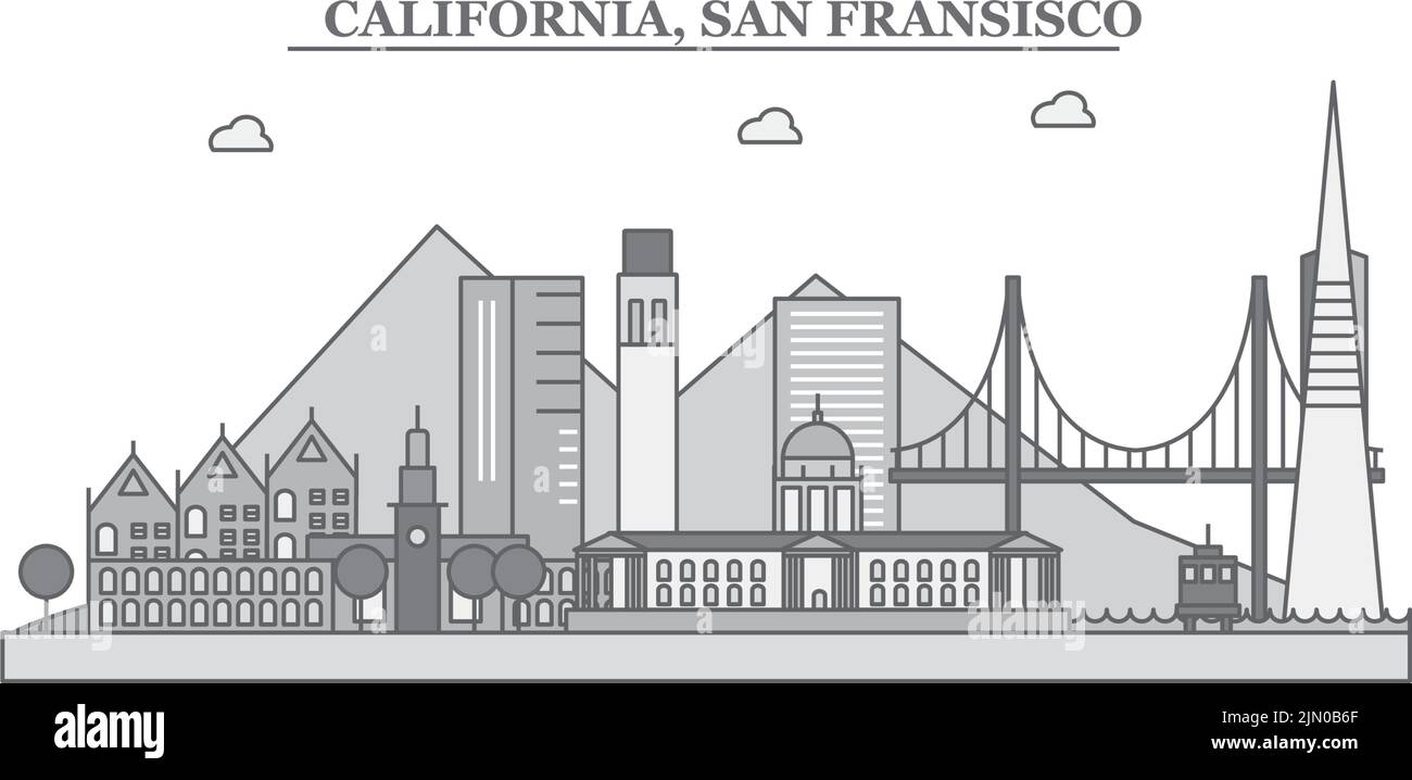 United States, San Francisco city skyline isolated vector illustration ...