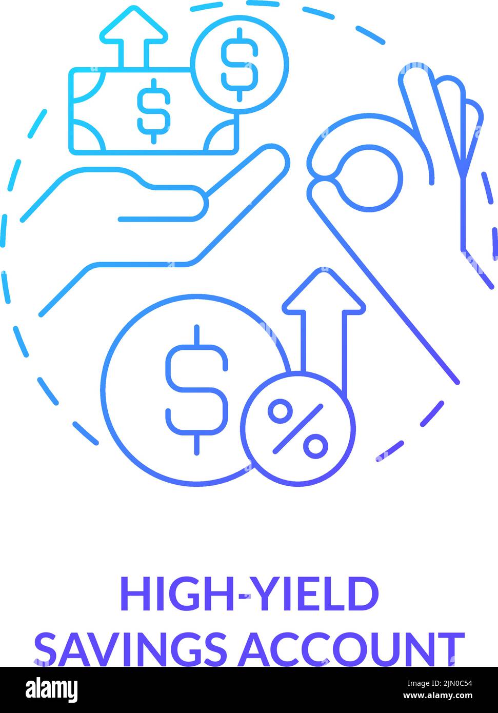 High yield savings account blue gradient concept icon Stock Vector ...