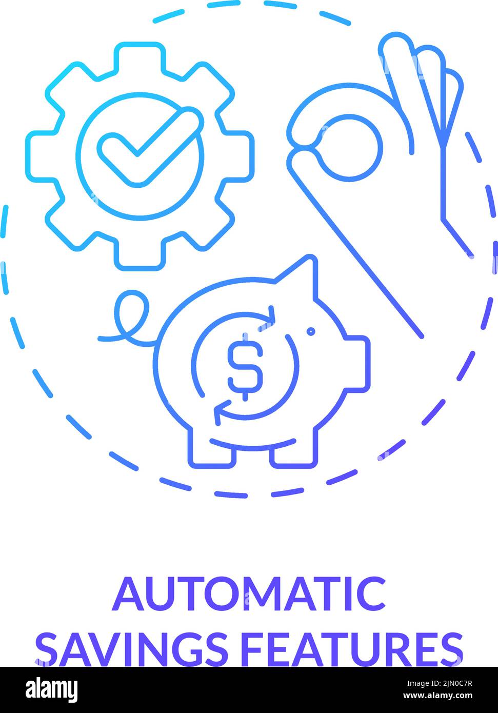Automatic savings features blue gradient concept icon Stock Vector ...