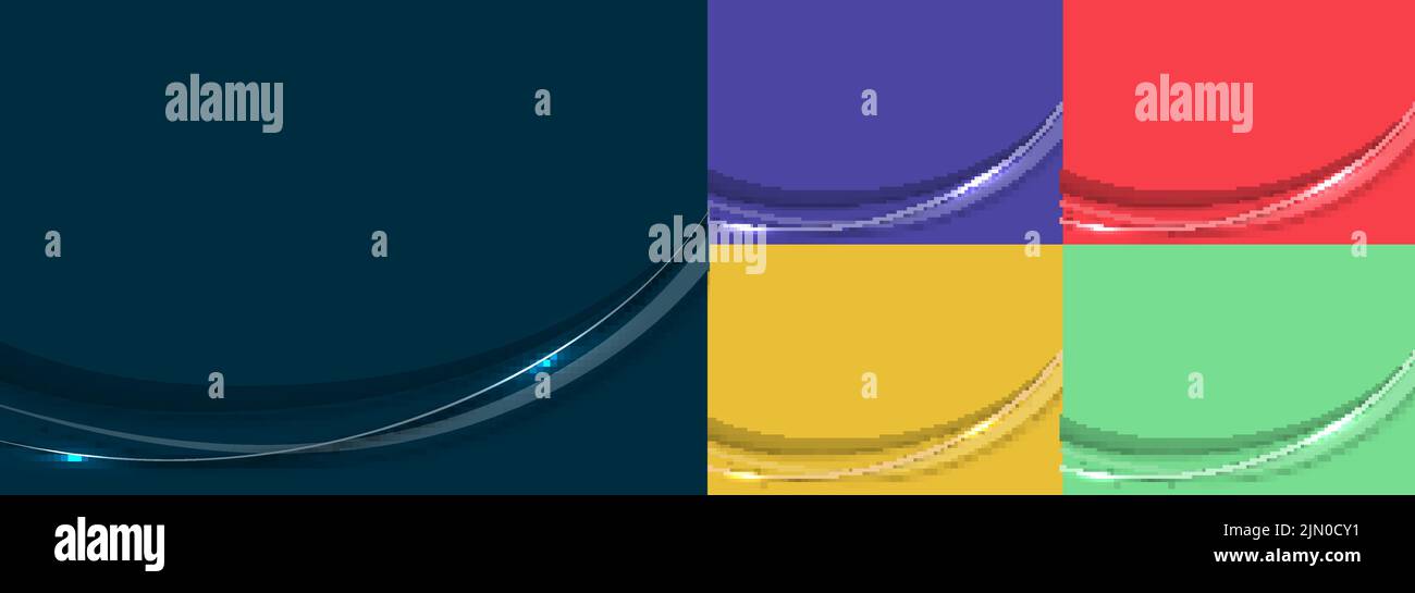 Set of abstract template 3D shiny blue, purple, red, yellow and green ...