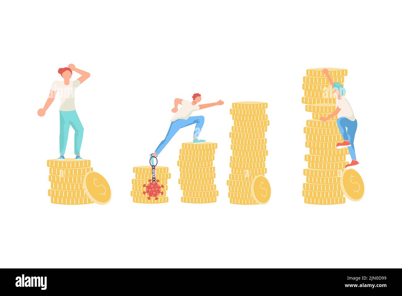Concept of drop income and loss of savings during the economic crisis ...
