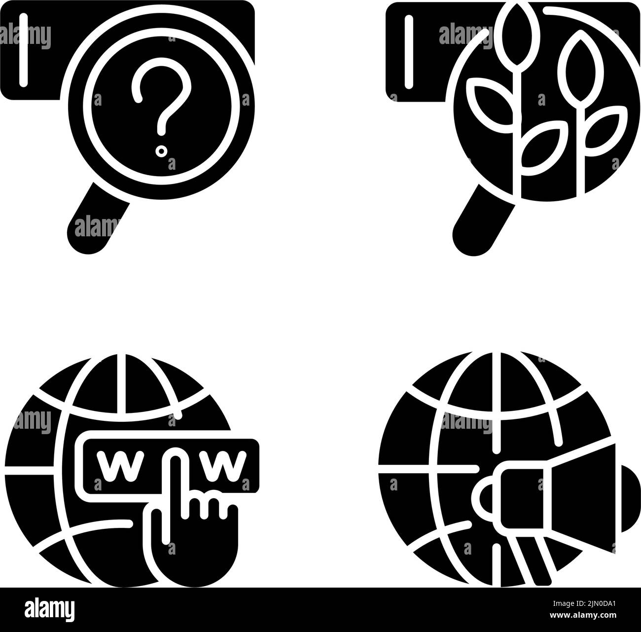 Search engine marketing black glyph icons set on white space Stock ...