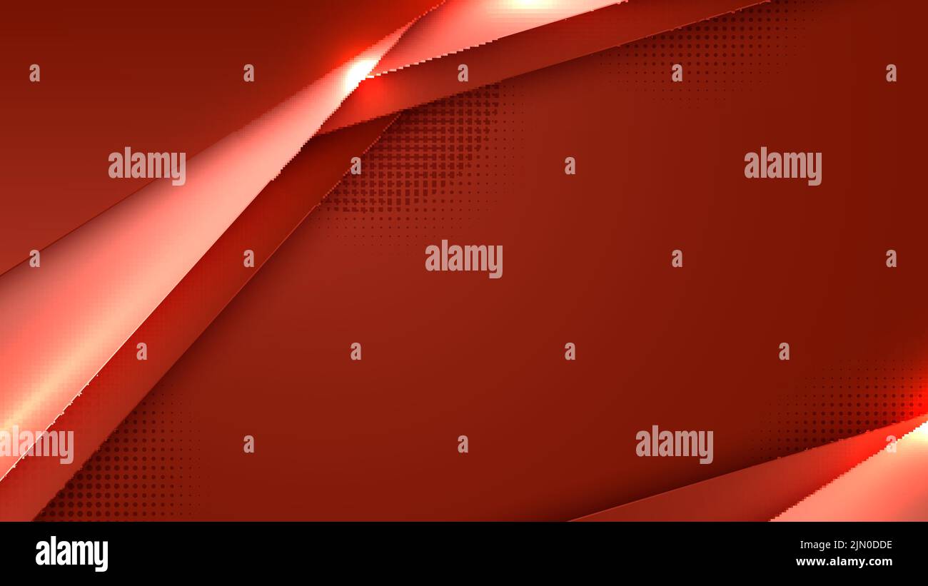 Abstract template red stripes overlapping layered with halftone and ...