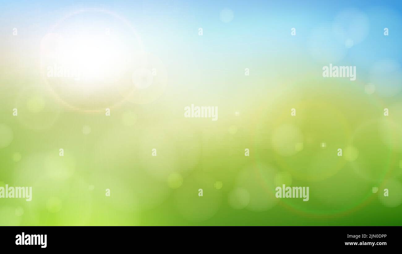 Morning spring summer green nature blurred bokeh background. Vector ...