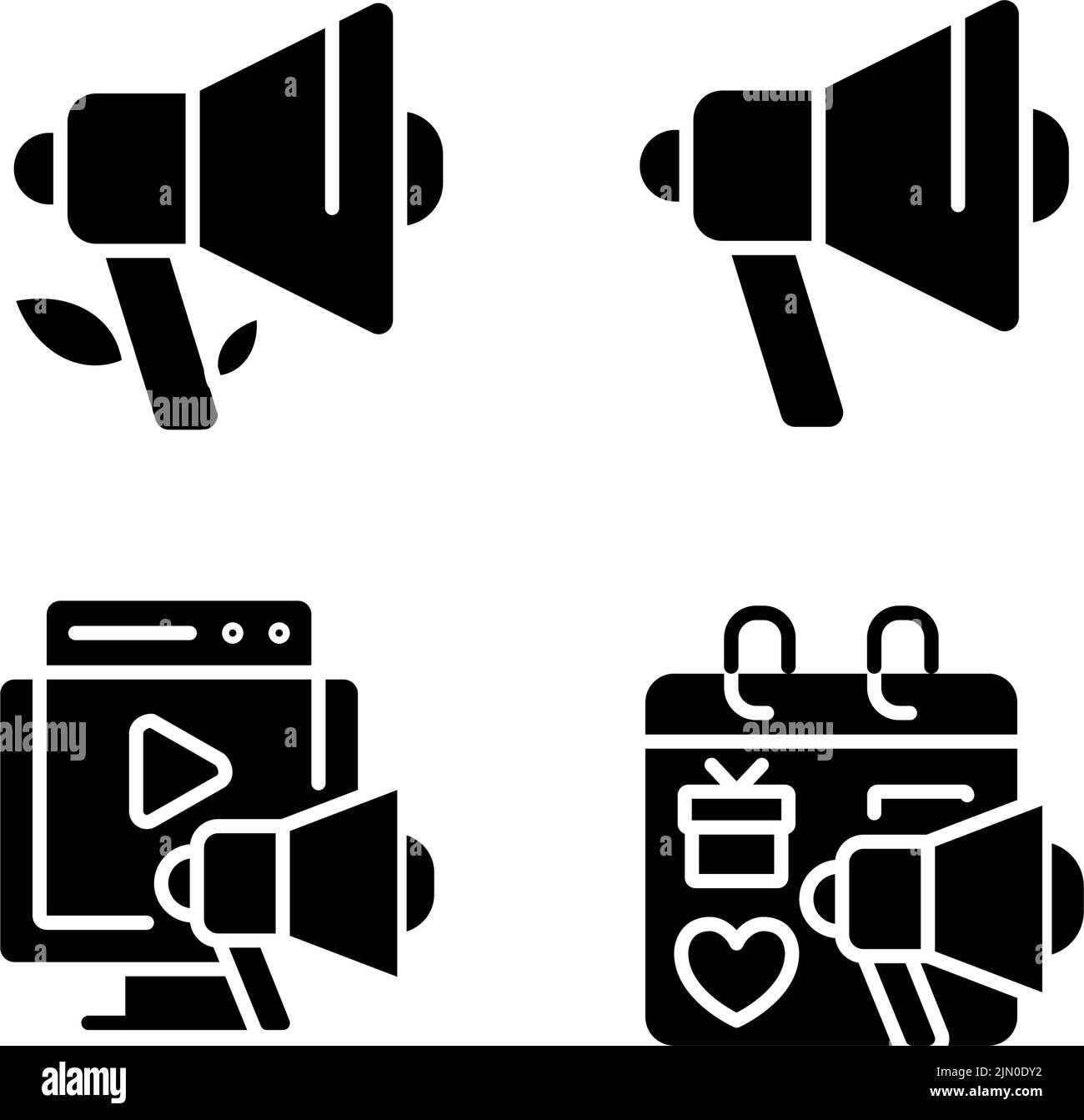 Effective advertising strategies black glyph icons set on white space ...