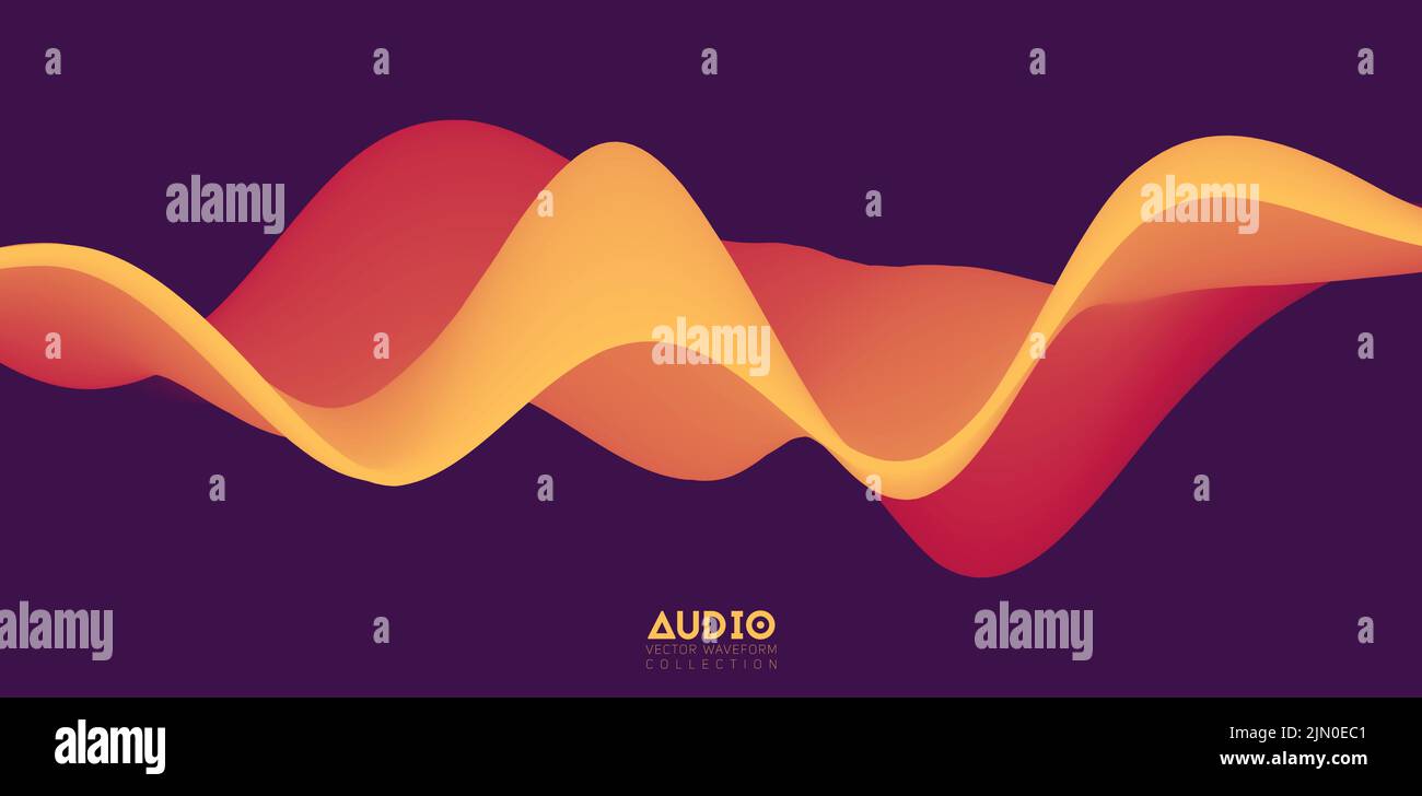 Sound wave visualiztion. 3D orange solid waveform. Voice sample pattern ...