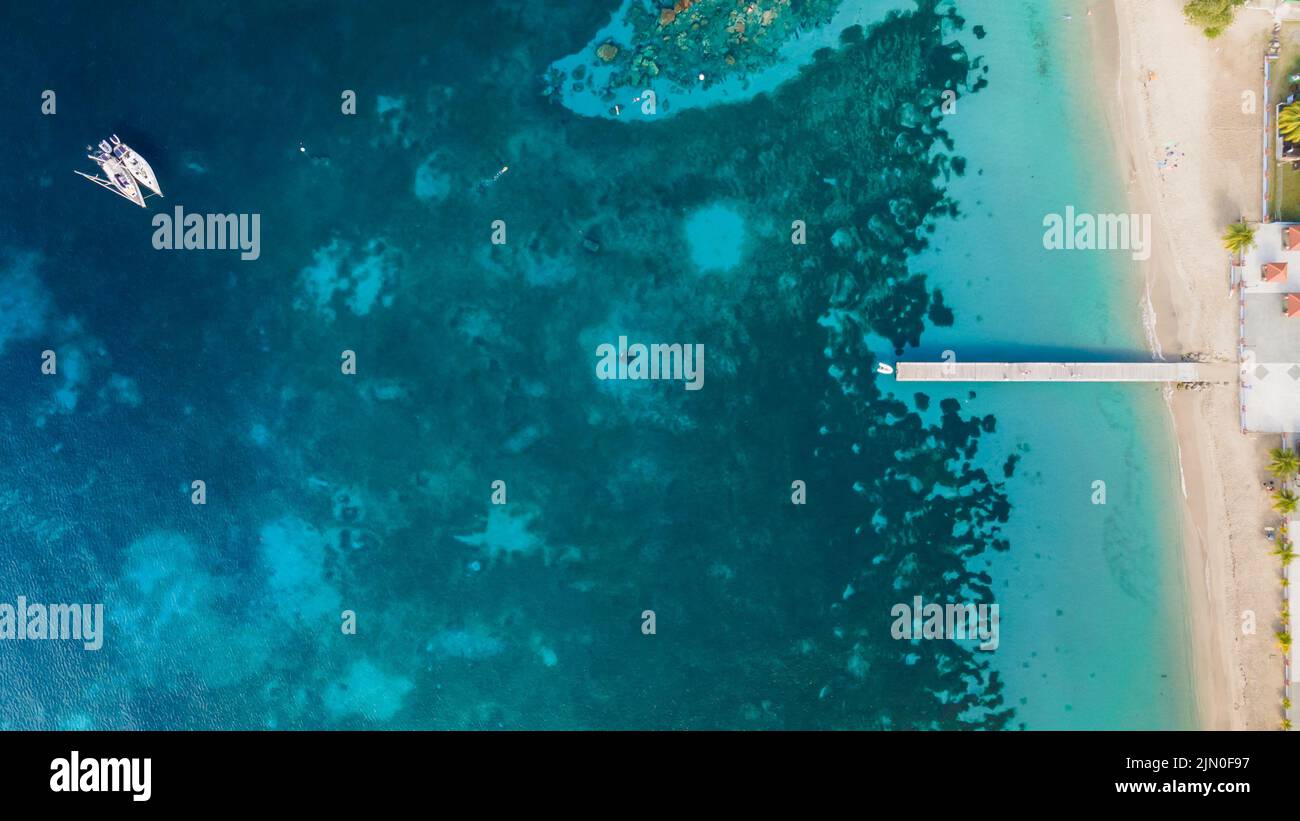 View from above of the famous anse d'Arlet beach, revealing profound ...