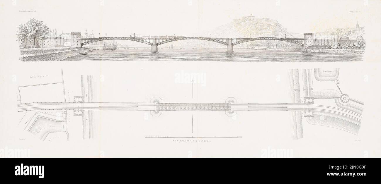 Emil hermann hartwich 1802 1879 rheinbrücke hi-res stock photography ...
