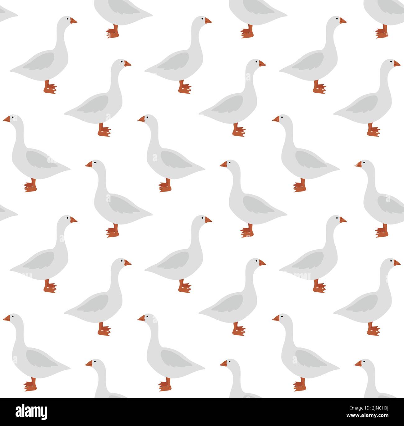 Vector seamless pattern of hand drawn flat goose duck isolated on white ...