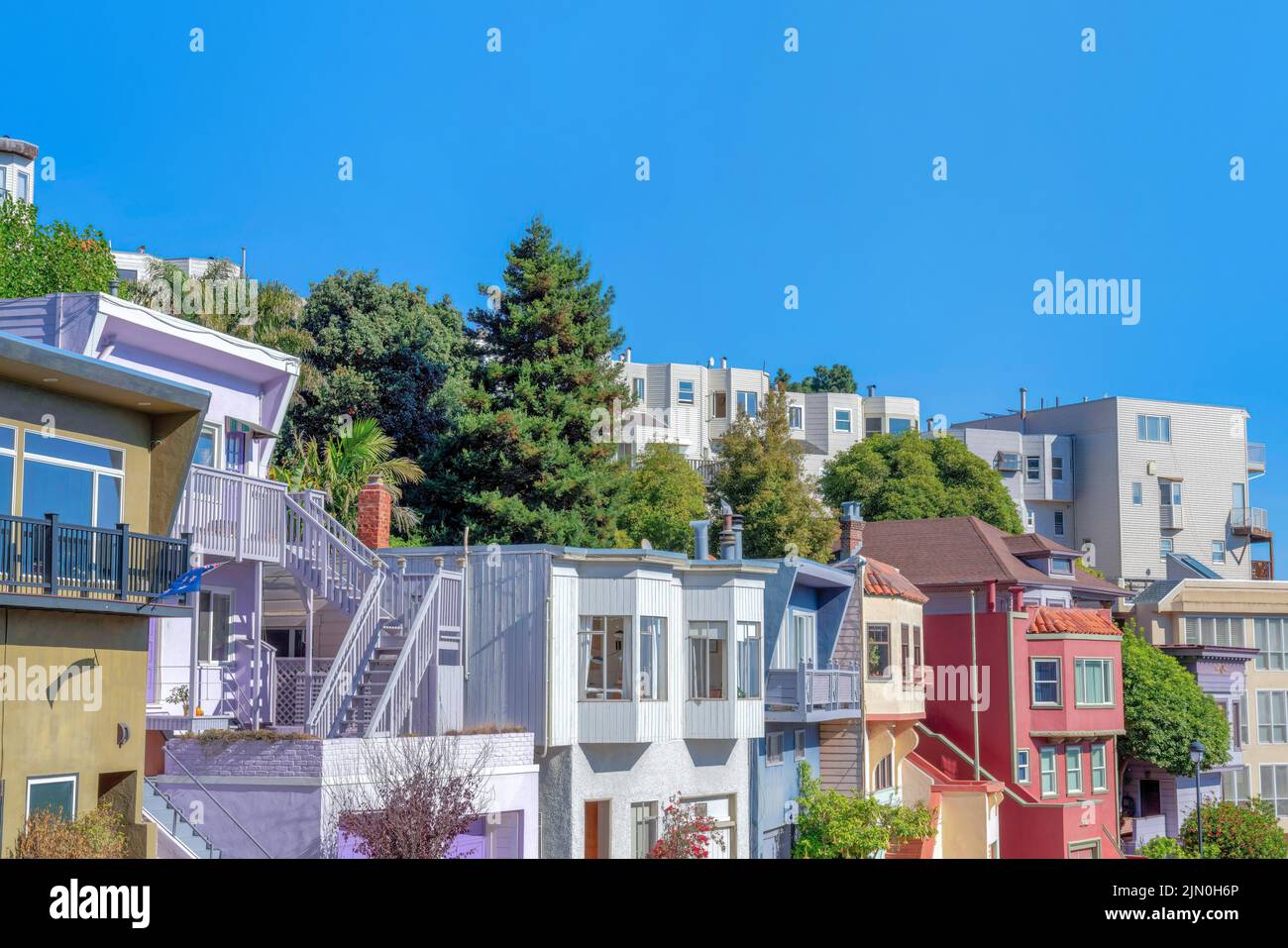 Residential area on a sloped suburbs at San Francisco, California ...