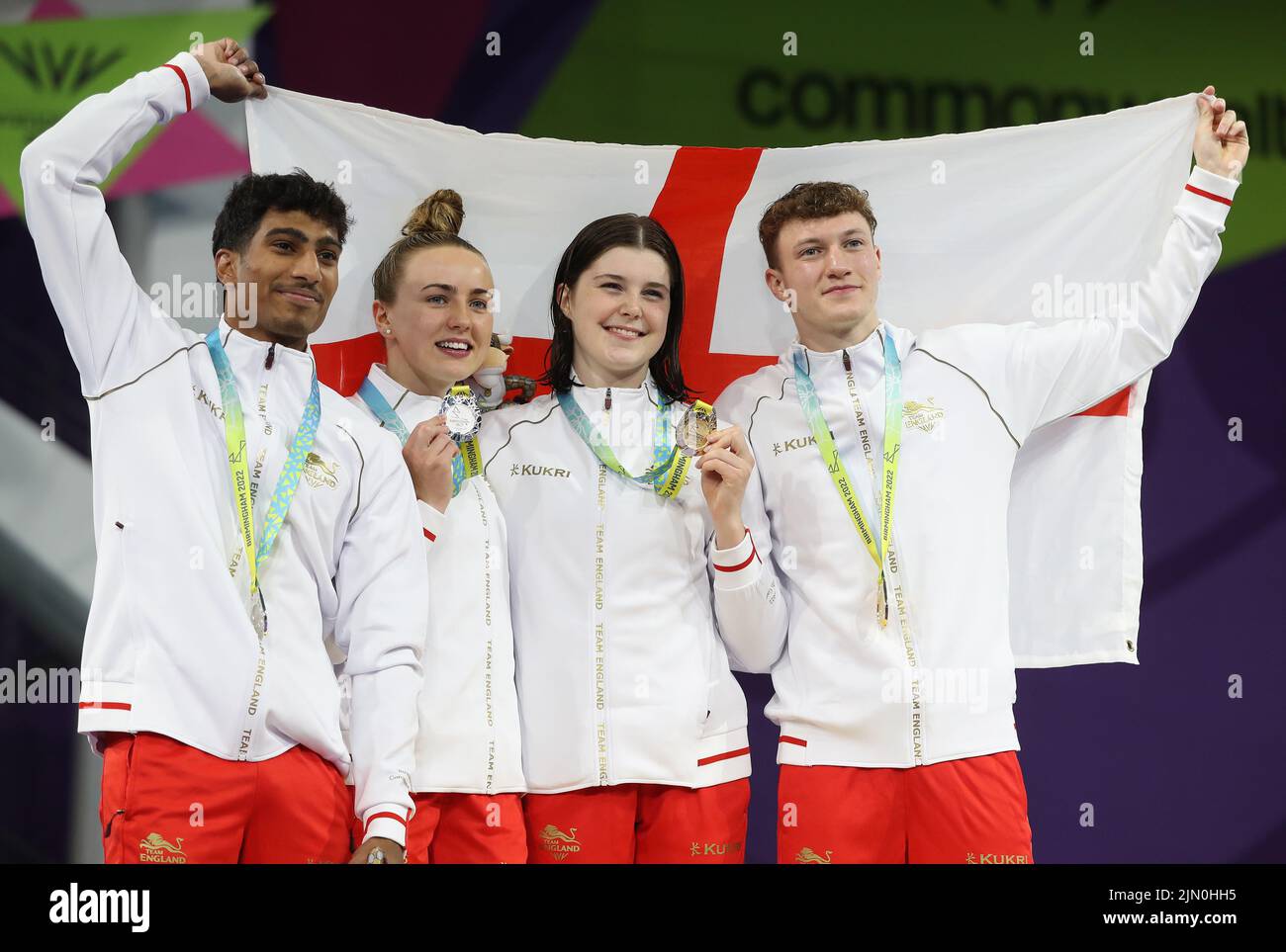 Smethwick, UK. 8th Aug, 2022. Silver medallists England's Kyle Kothari ...