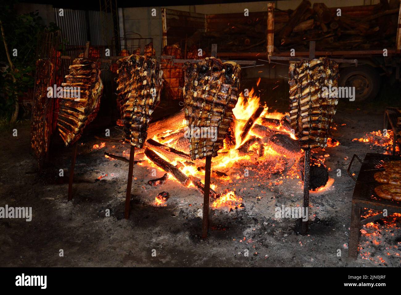 Roasted Crispy Ribs, traditional Argentinian barbecue Stock Photo - Alamy