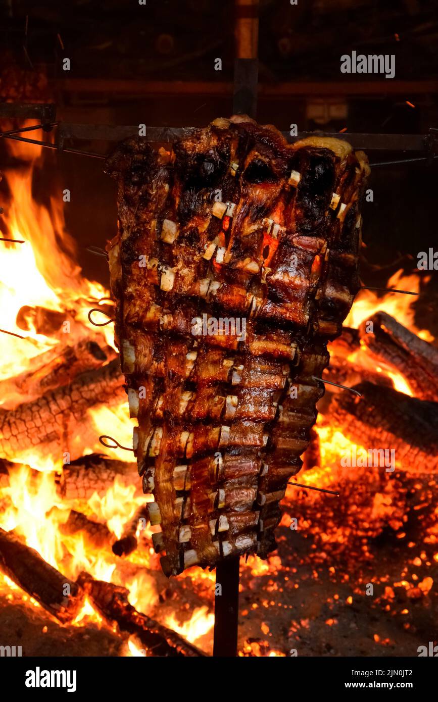 Roasted Crispy Ribs, traditional Argentinian barbecue Stock Photo - Alamy
