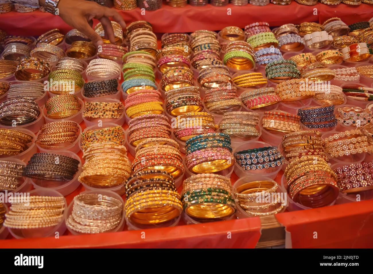 A selective focus picture of Colorful bangles sold on the Streets of ...