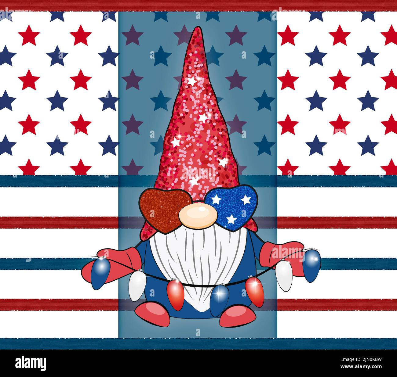 4th of July Patriotic American gnome background Stock Photo - Alamy