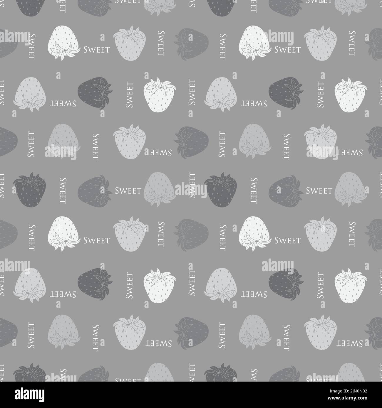 Pastel grey sweet strawberries vector seamless repeating pattern ...
