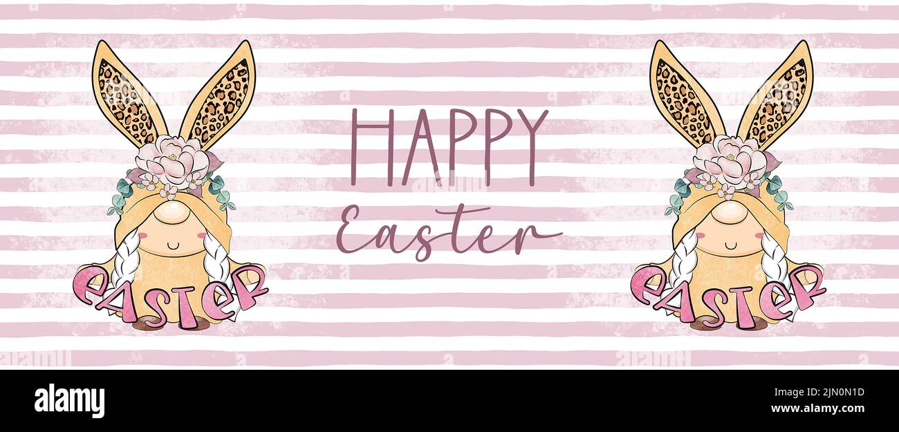Cute easter gnome mug wrap. Happy Easter holiday illustration Stock ...