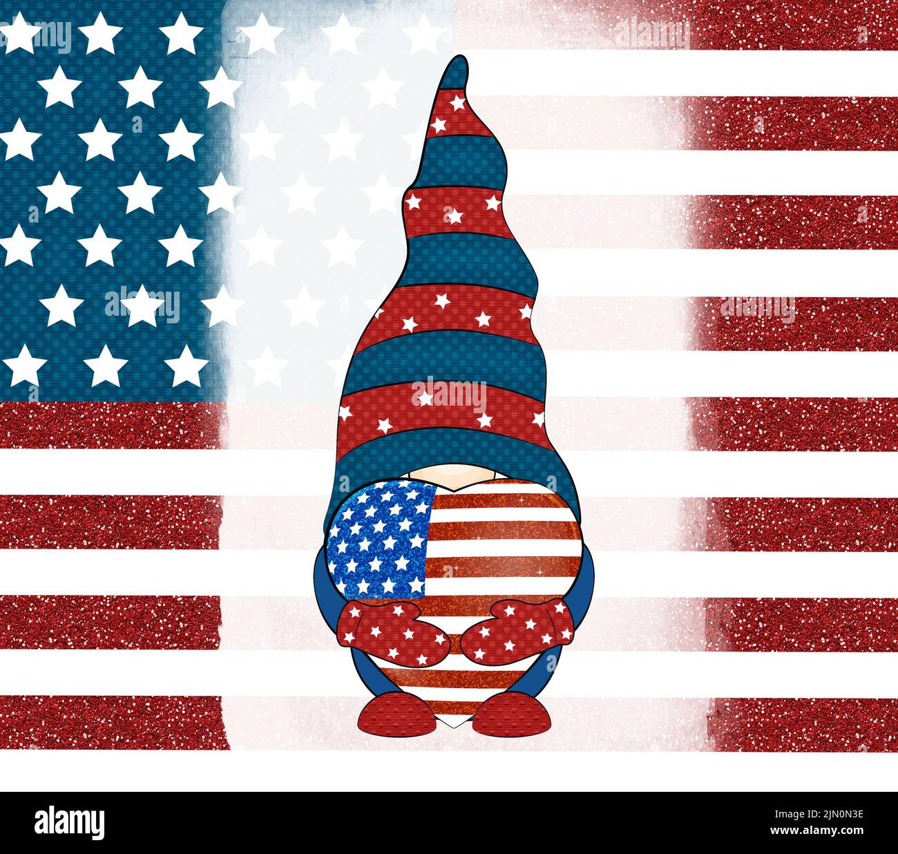 4th of July Patriotic American gnome background Stock Photo - Alamy
