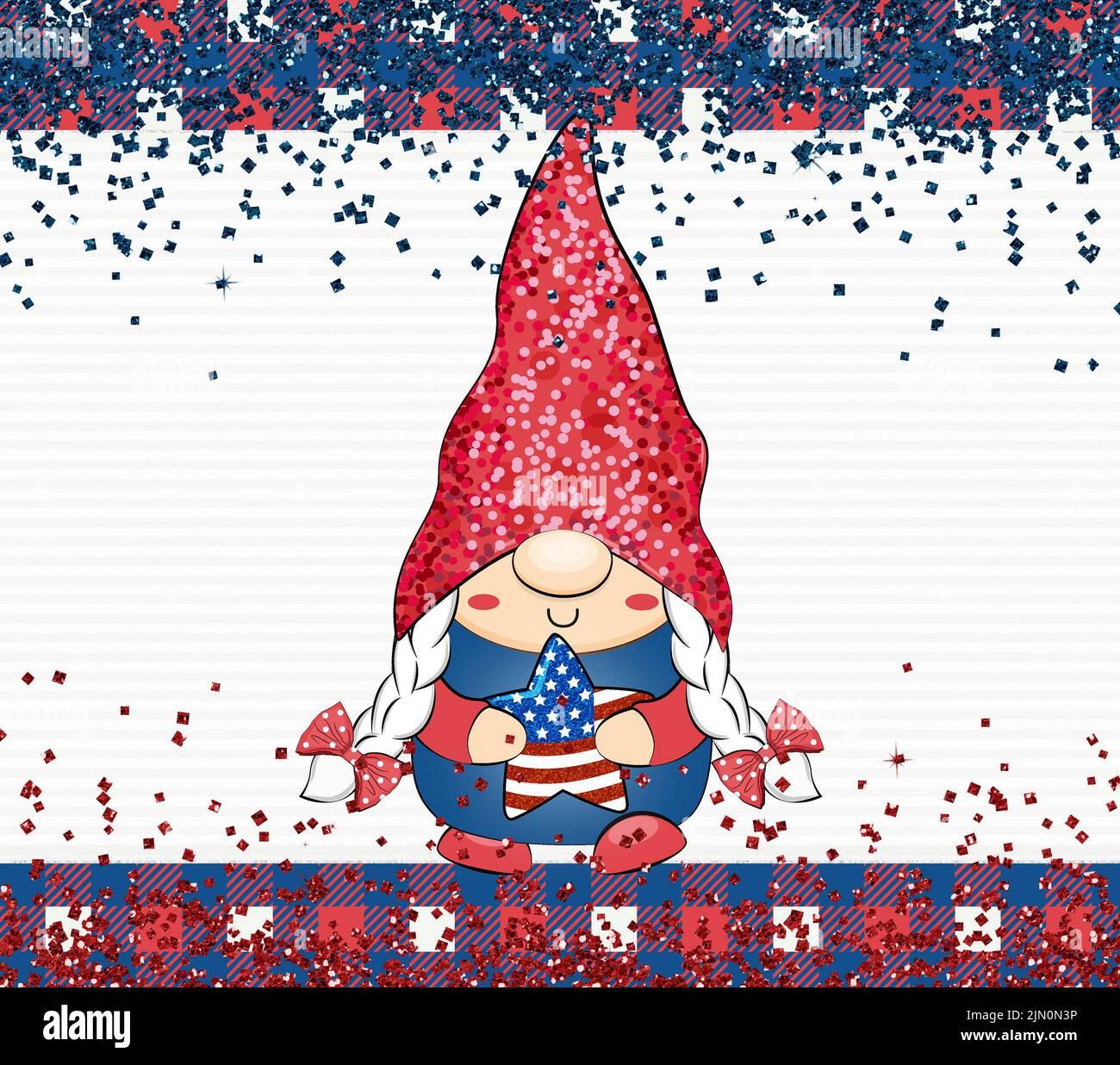 4th of July Patriotic American gnome background Stock Photo - Alamy