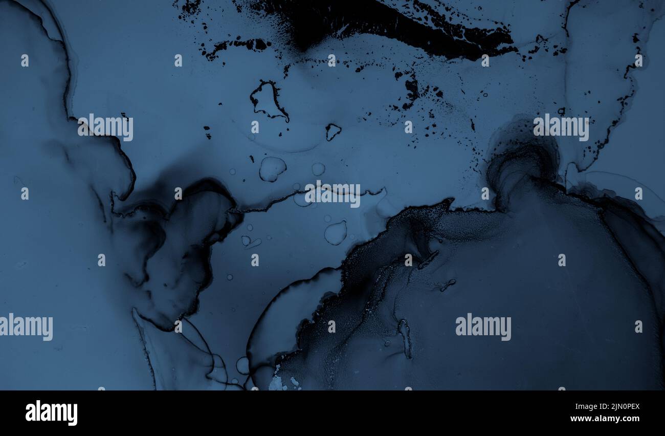Mixing Inks. Fluid Wave Background. Blue Marble Stock Photo - Alamy
