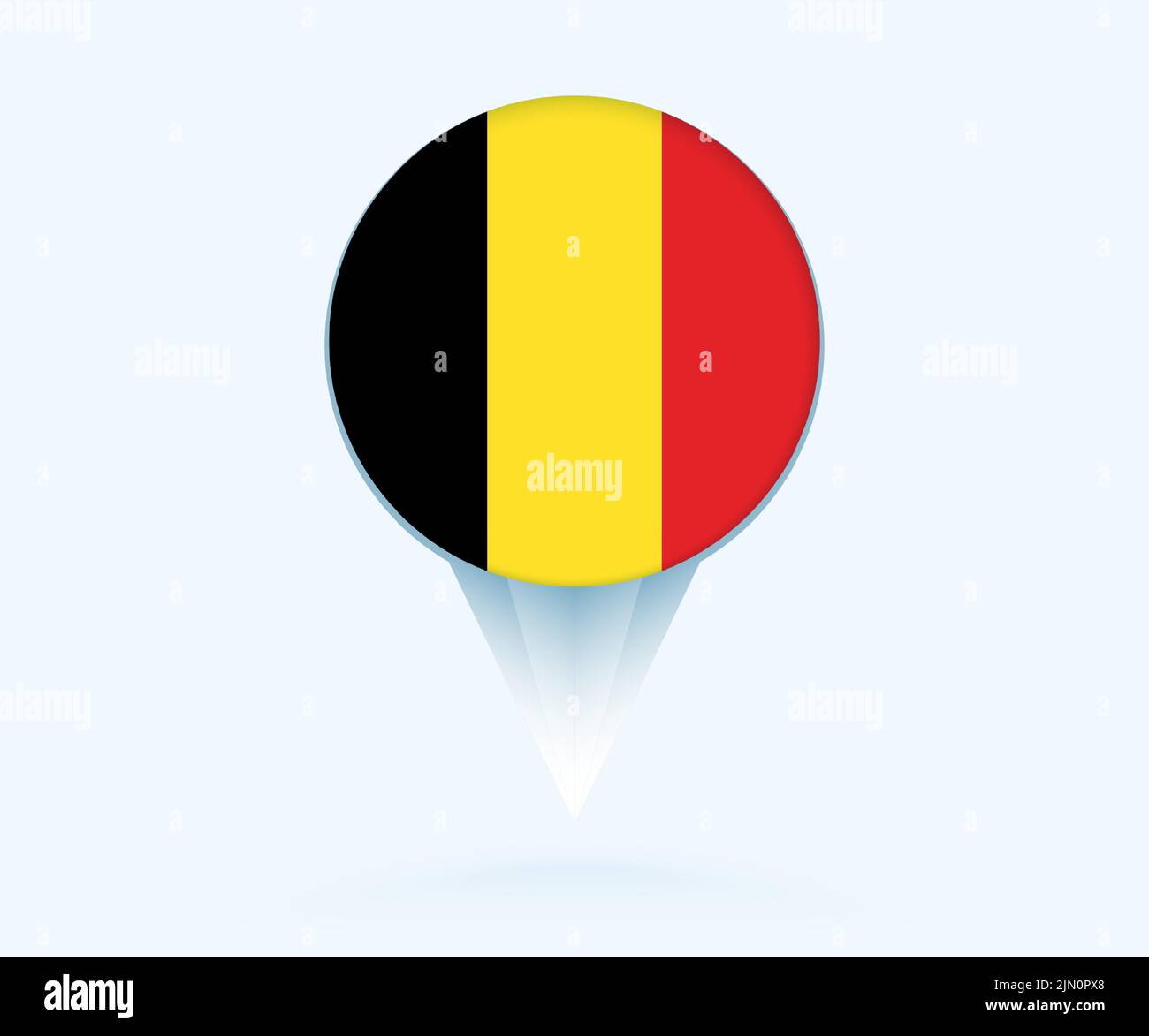 Map pointer with flag of Belgium. Vector flag sign on blue background ...