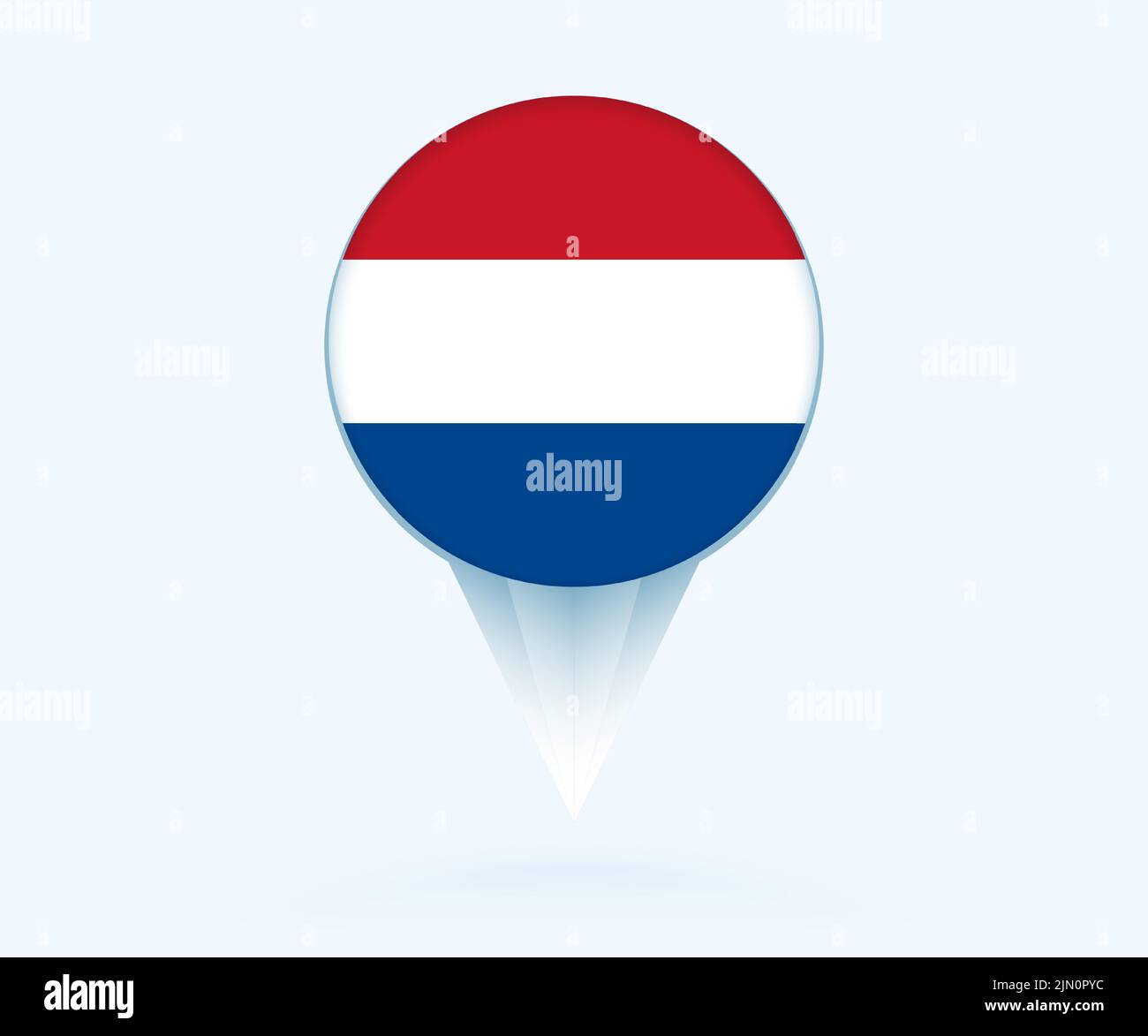 Map pointer with flag of Netherlands. Vector flag sign on blue ...