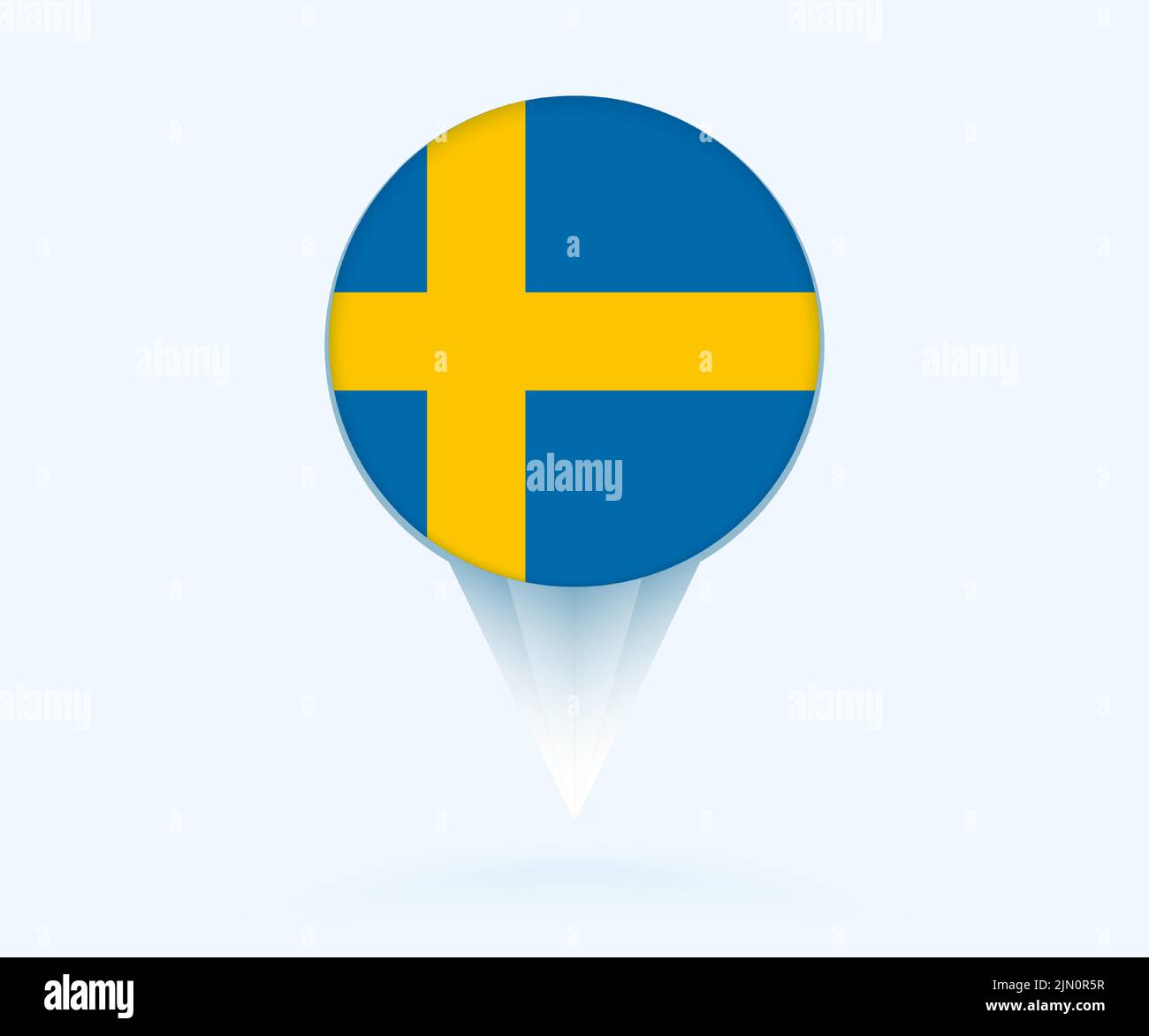 Map pointer with flag of Sweden. Vector flag sign on blue background ...