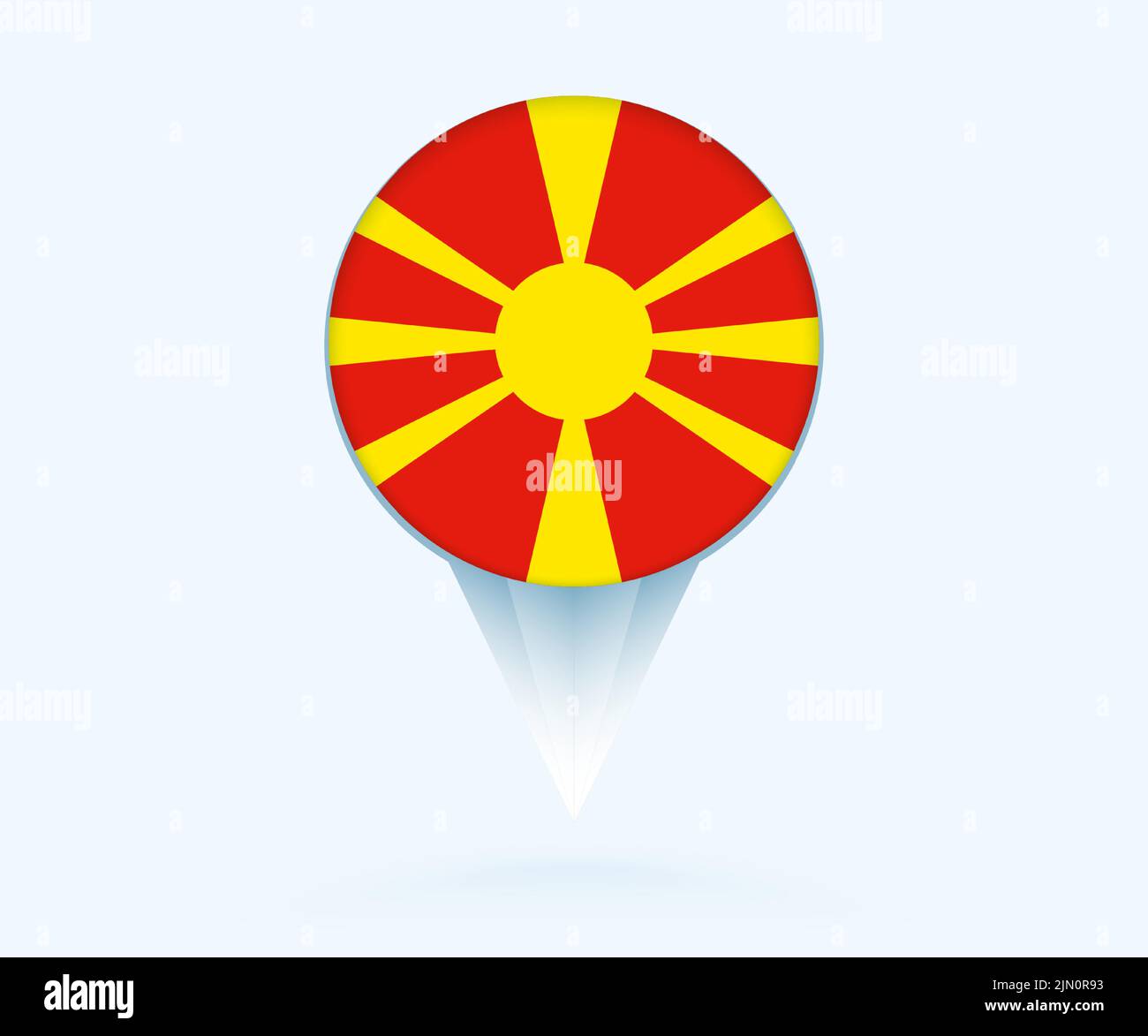 Map pointer with flag of Macedonia. Vector flag sign on blue background ...