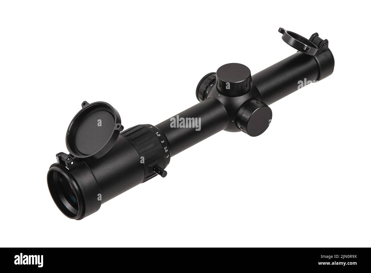 Optical sight for a sniper rifle. Modern sniper scope on a white ...