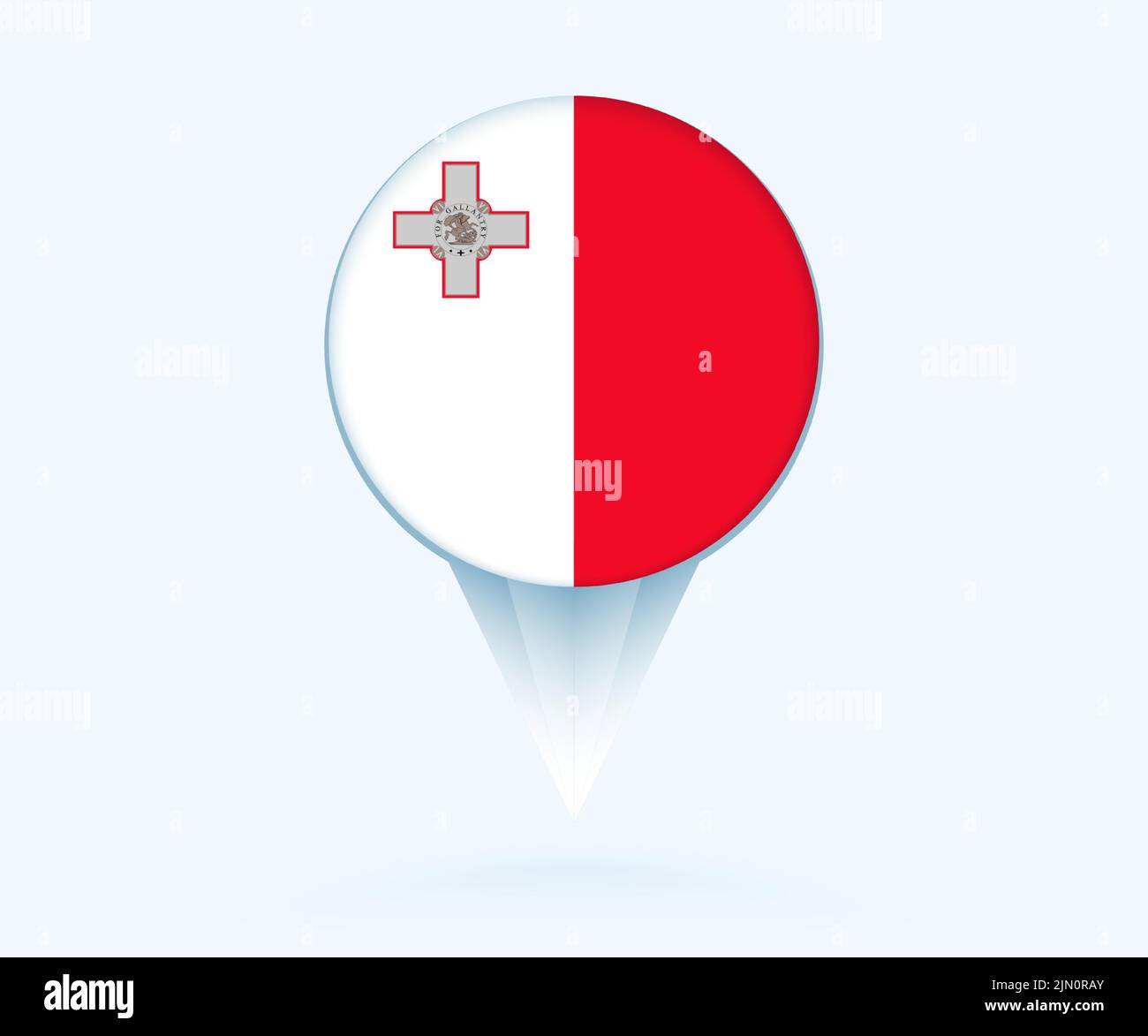 Map pointer with flag of Malta. Vector flag sign on blue background ...