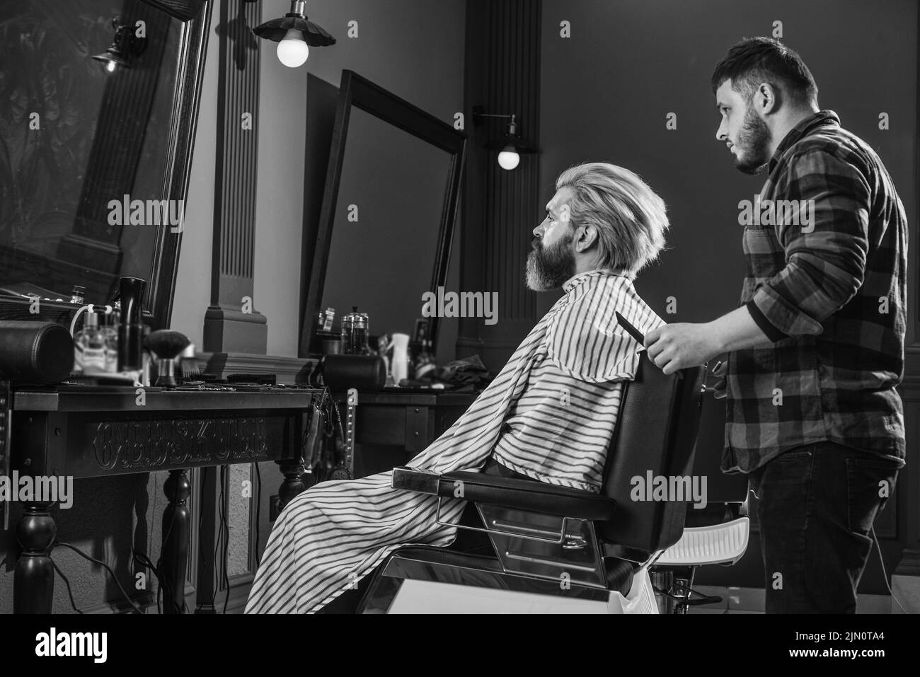 man want new hairstyle. male beauty and fashion. mature man at ...